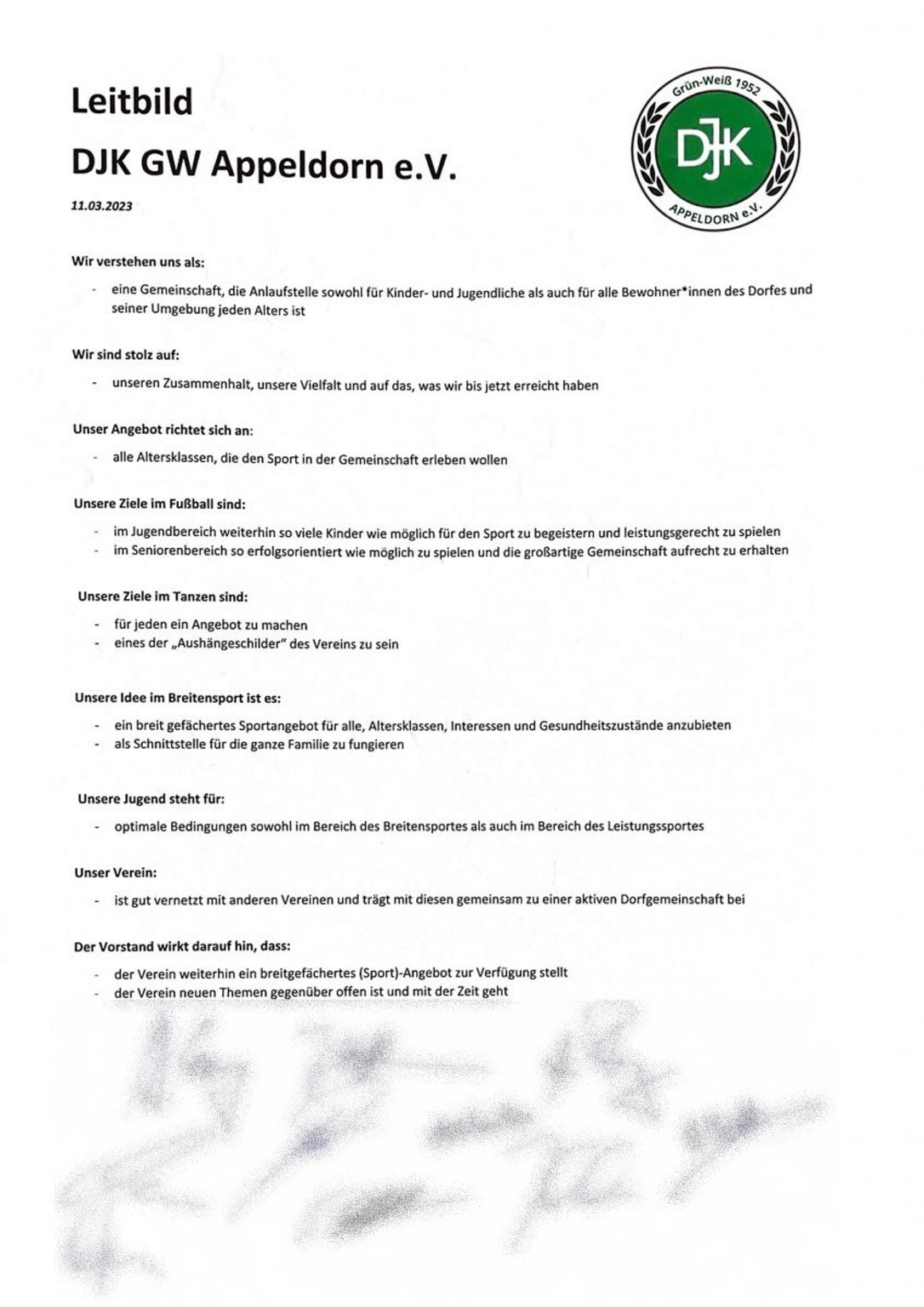 Leitbild der DJK GW Appeldorn ⋆ DJK Grün-Weiß Appeldorn